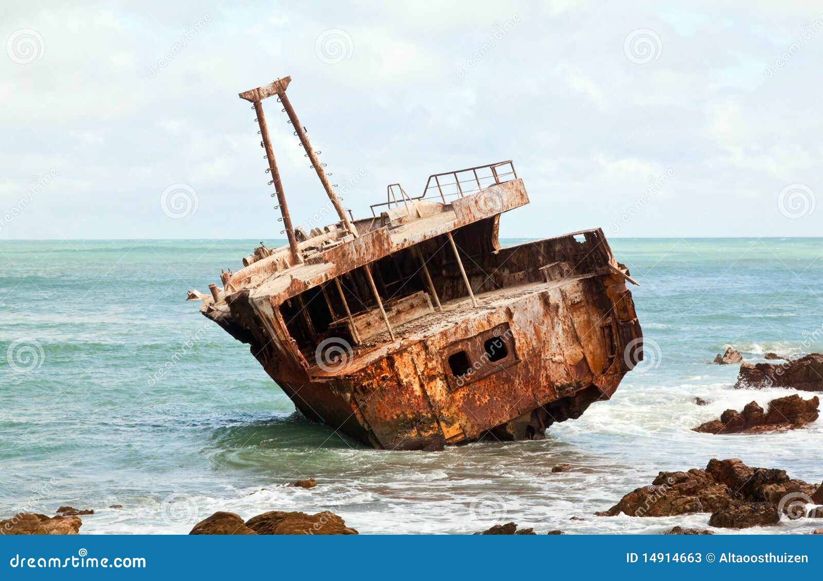 Aghullas Shipwreck Lying on the Rocks Stock Image - Image of metal ...