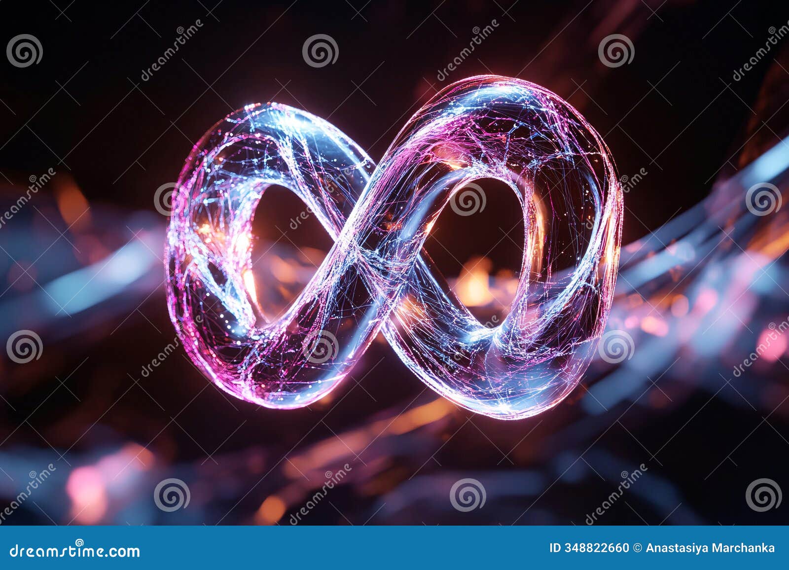 Abstract Infinity Symbol, Trendy 70s Grainy Gradient Pastel Background ...