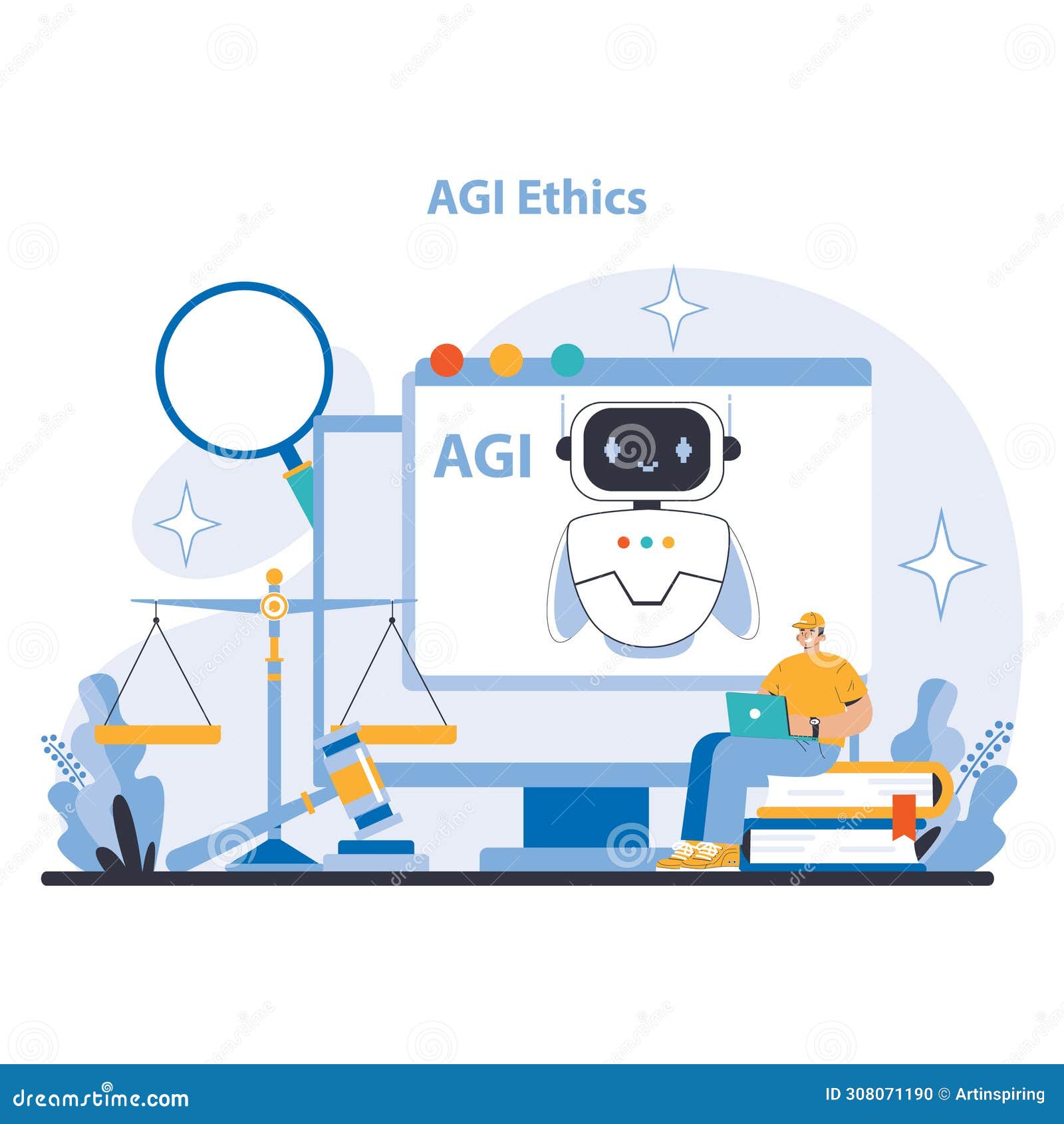 AGI Concept. Flat Vector Illustration. Stock Vector - Illustration of ...
