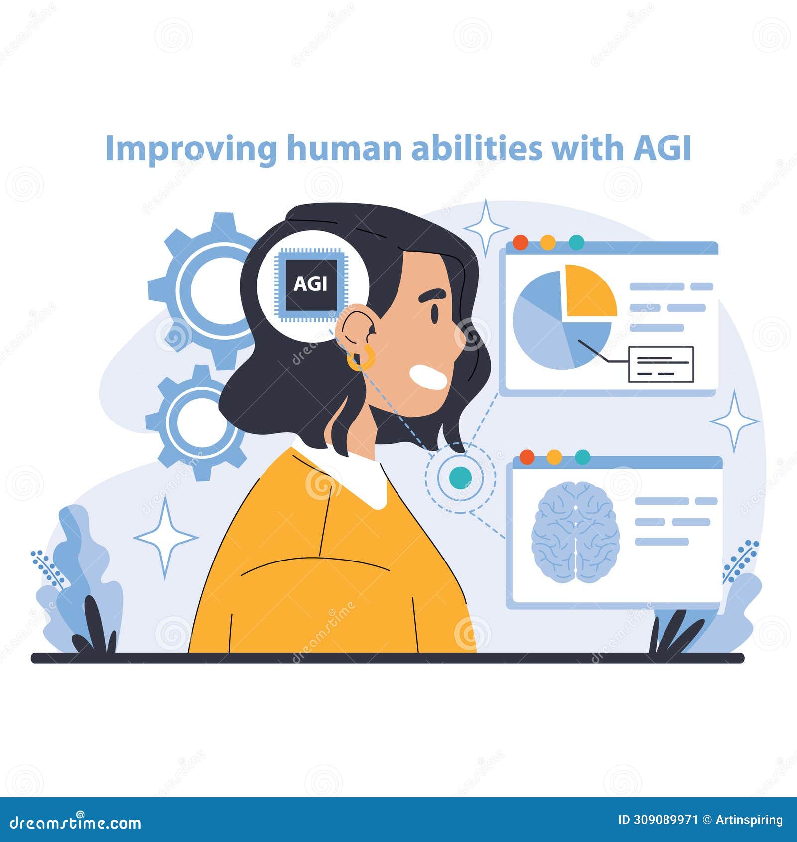 AGI Concept. Flat Vector Illustration. Stock Vector - Illustration of ...