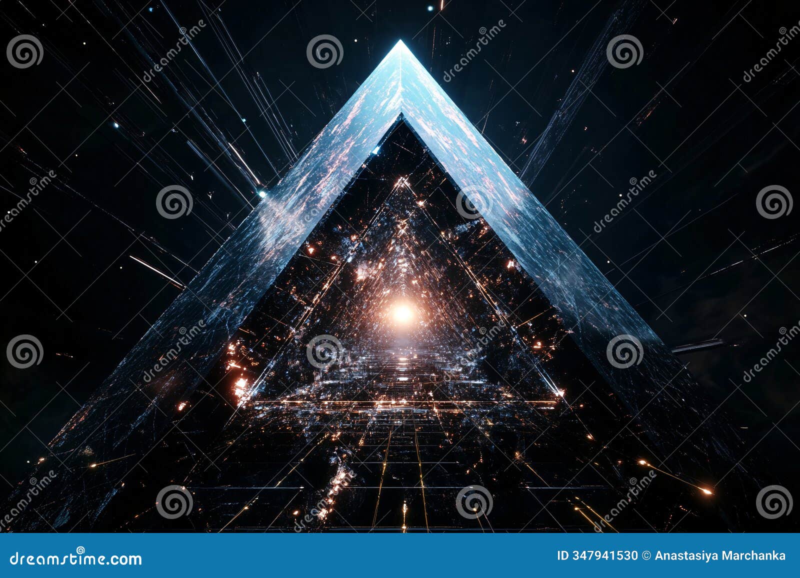 AGI Crystalline Pyramid in Cosmic Void Stock Photo - Image of ...