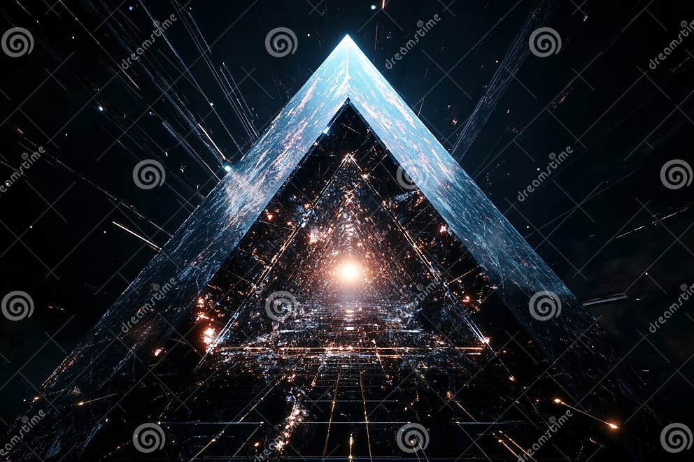 AGI Crystalline Pyramid in Cosmic Void Stock Photo - Image of ...