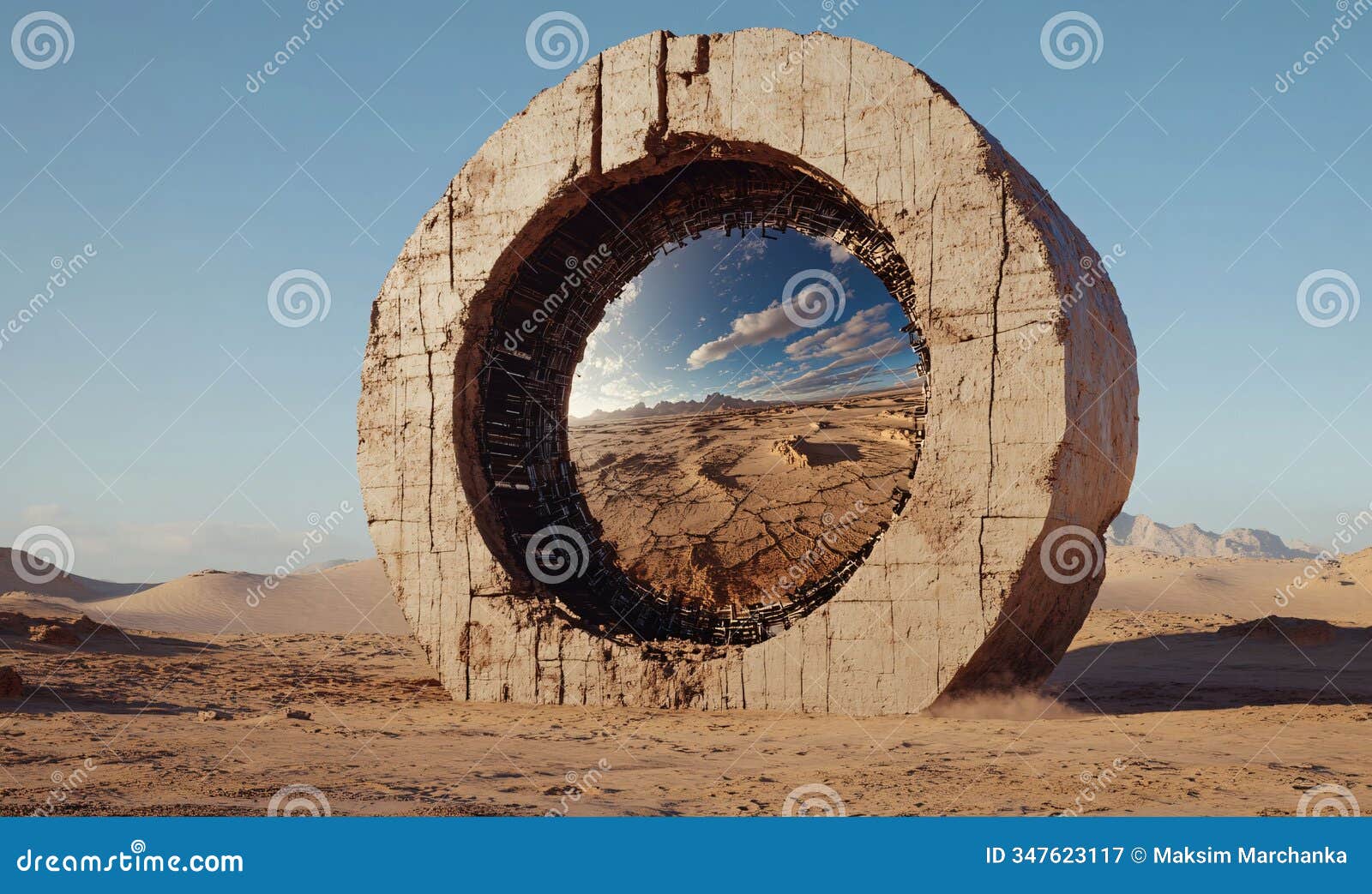 AGI Desert Sphere with a Mechanical Core. Dystopian Concept Stock Image ...