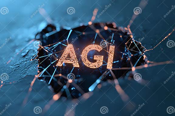AGI Emerging from Fragmented Digital Grid Stock Illustration ...