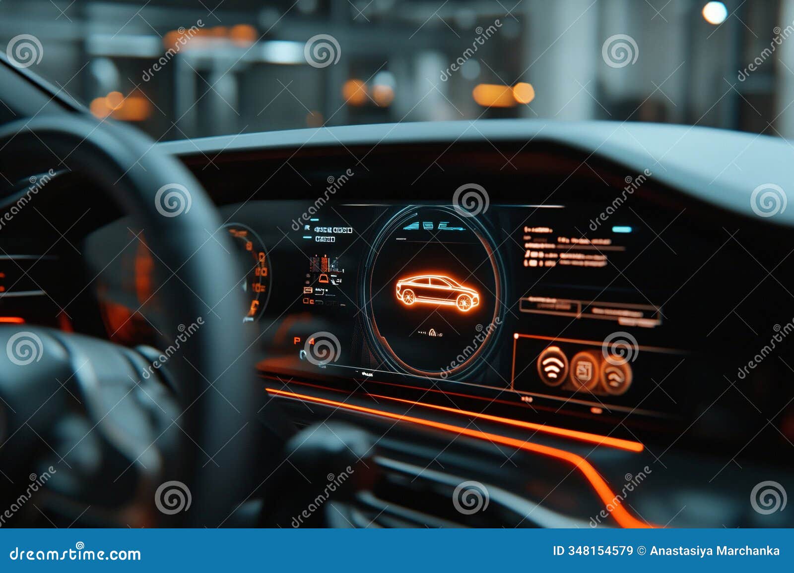 AGI-Enhanced Self-Driving Car Dashboard Display Stock Image - Image of ...