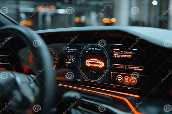 AGI-Enhanced Self-Driving Car Dashboard Display Stock Image - Image of ...