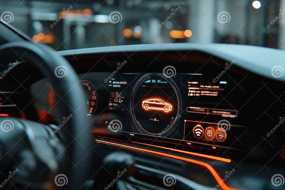 AGI-Enhanced Self-Driving Car Dashboard Display Stock Image - Image of ...