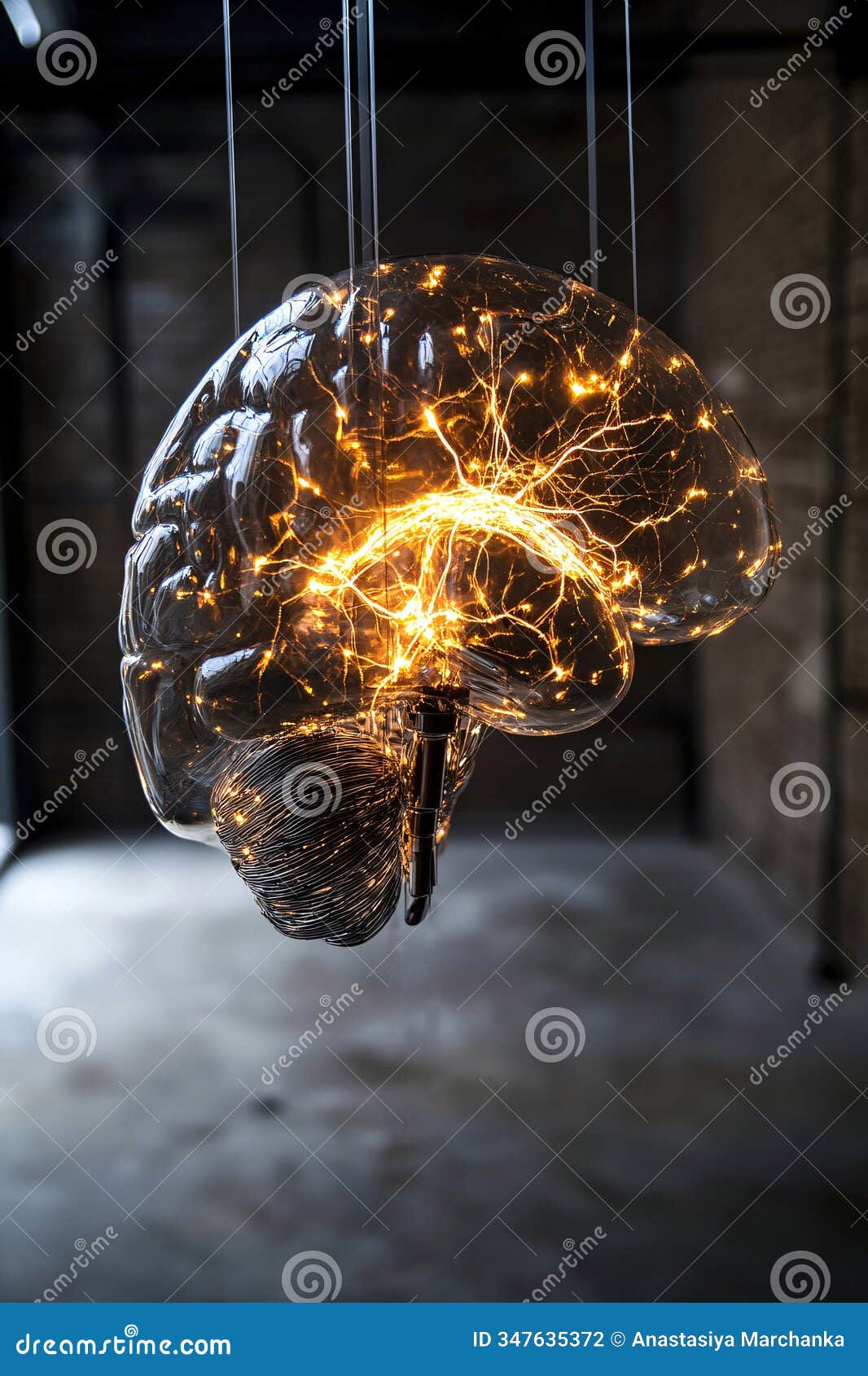 AGI Glass Brain in Dimly Lit Room Stock Photo - Image of networks, room ...