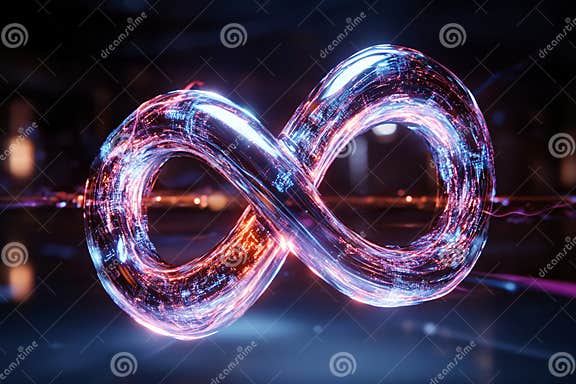 AGI Glowing Infinity Symbol with Energy Streams Stock Image - Image of ...