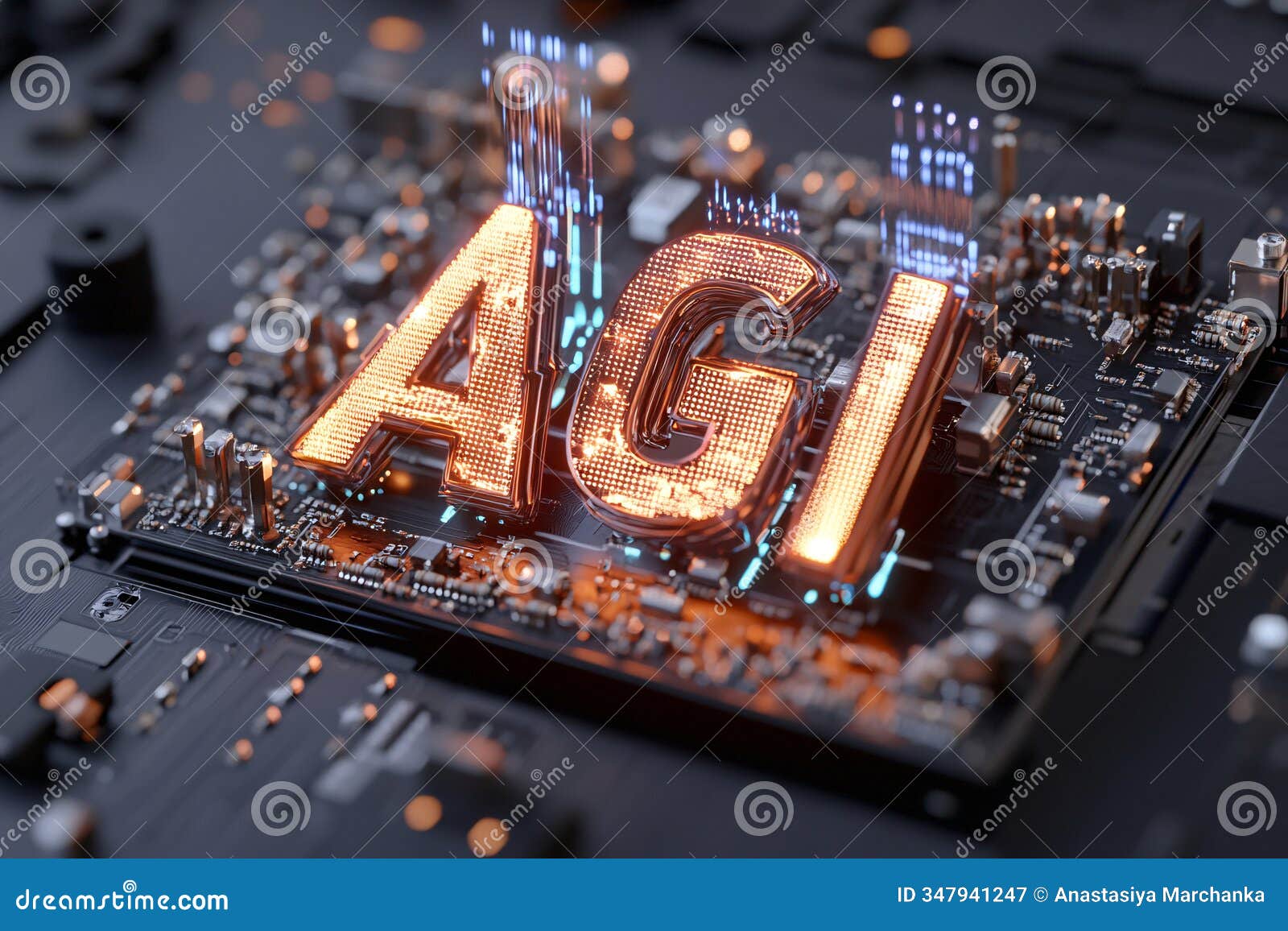 AGI Glowing Letters with Circuitry Design Stock Image - Image of ...