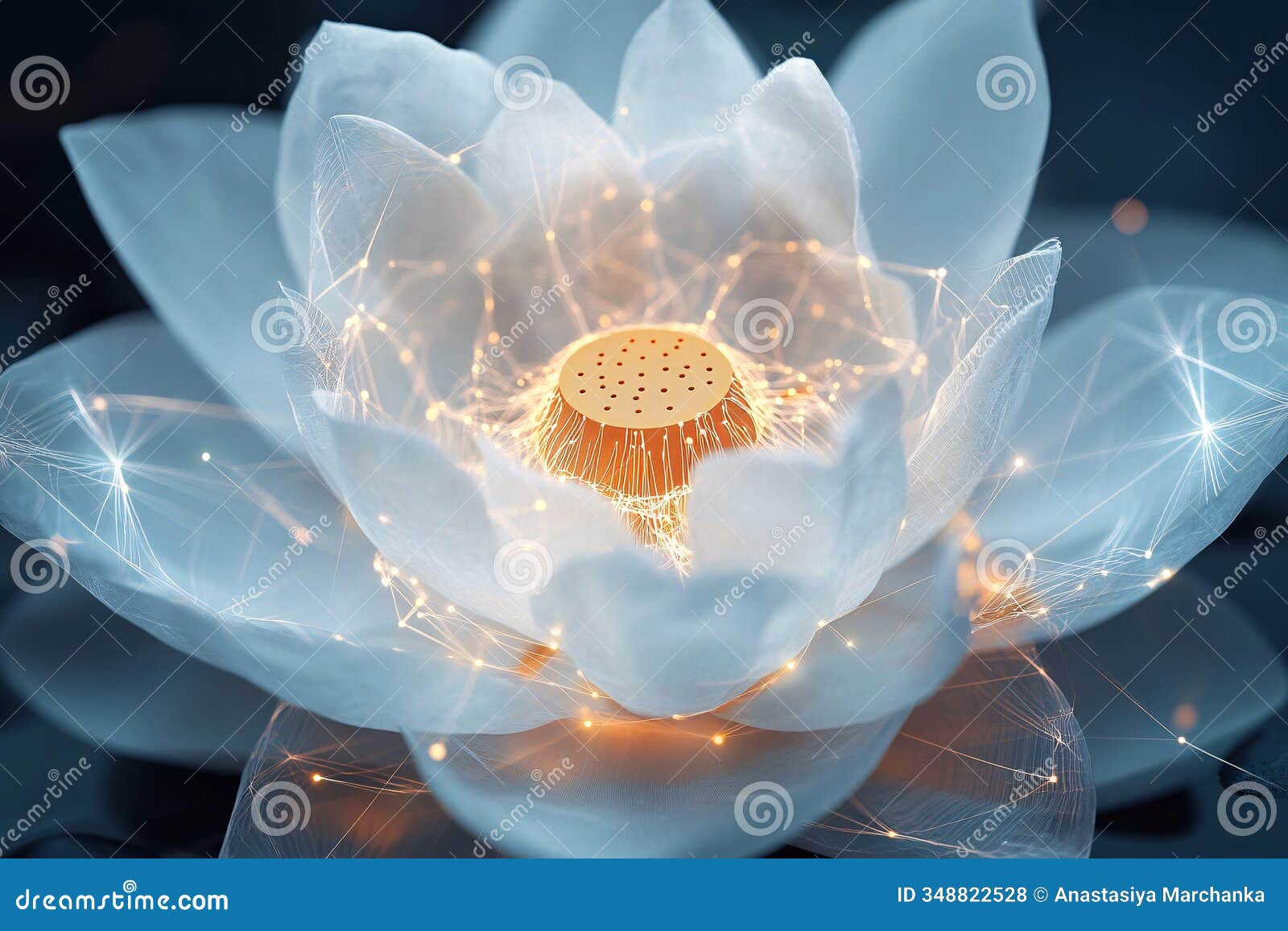 AGI Glowing Lotus Flower with Circuits Stock Photo - Image of ...