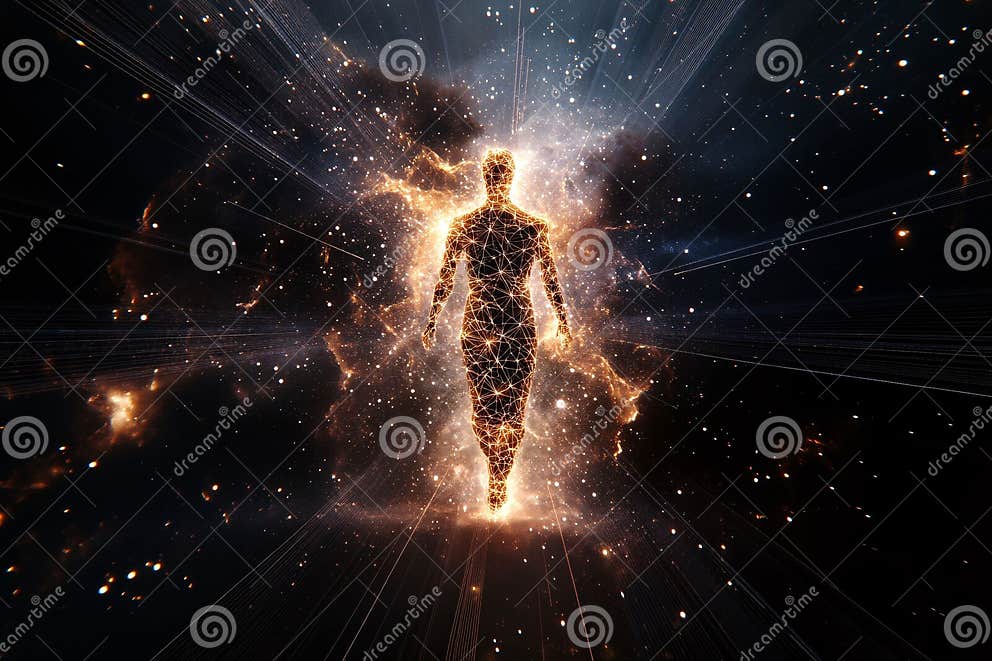 AGI Humanoid Spark in Cosmic Network Stock Photo - Image of glowing ...