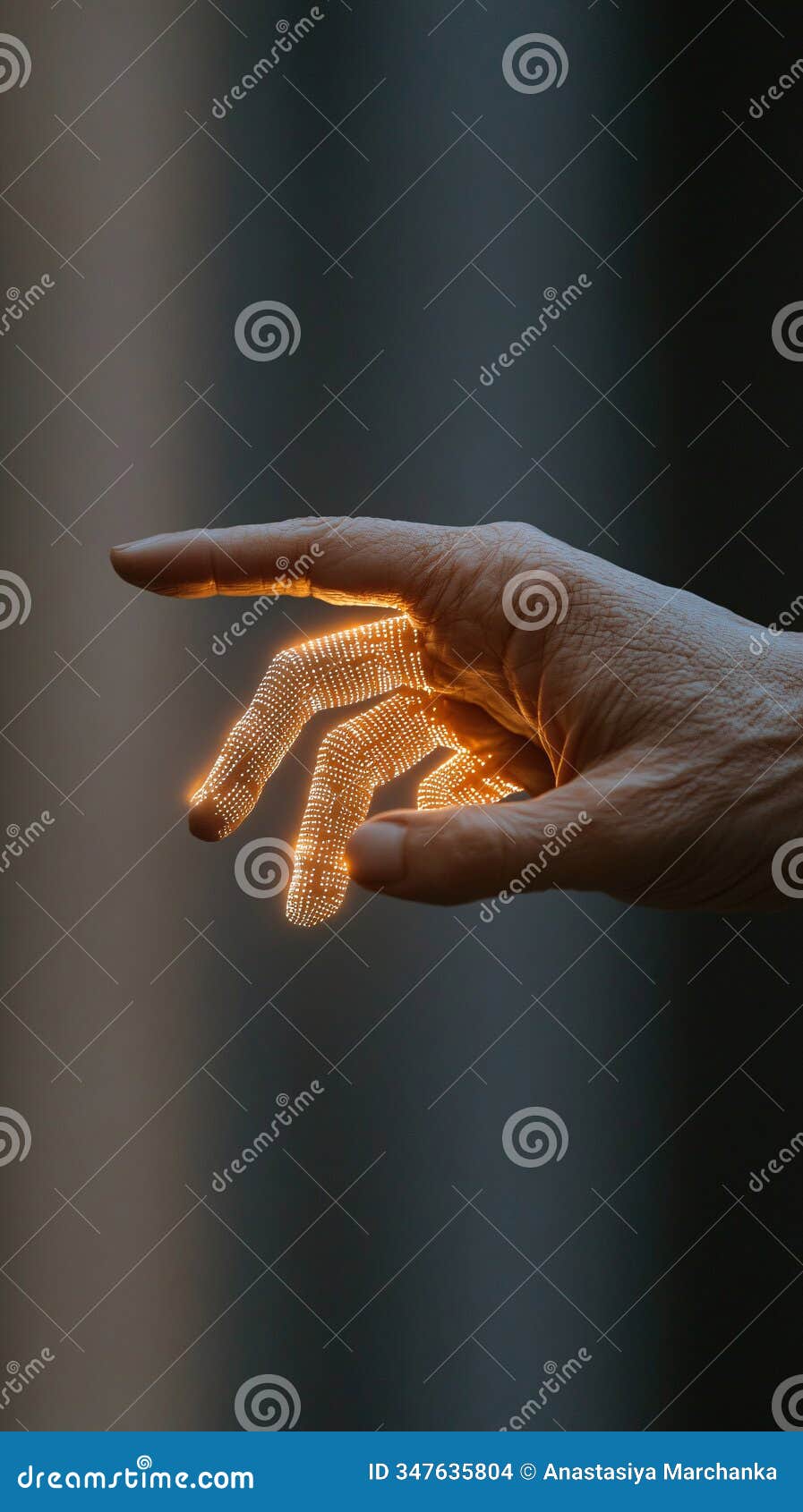 AGI Luminous Hand of Light and Code Stock Photo - Image of advanced ...