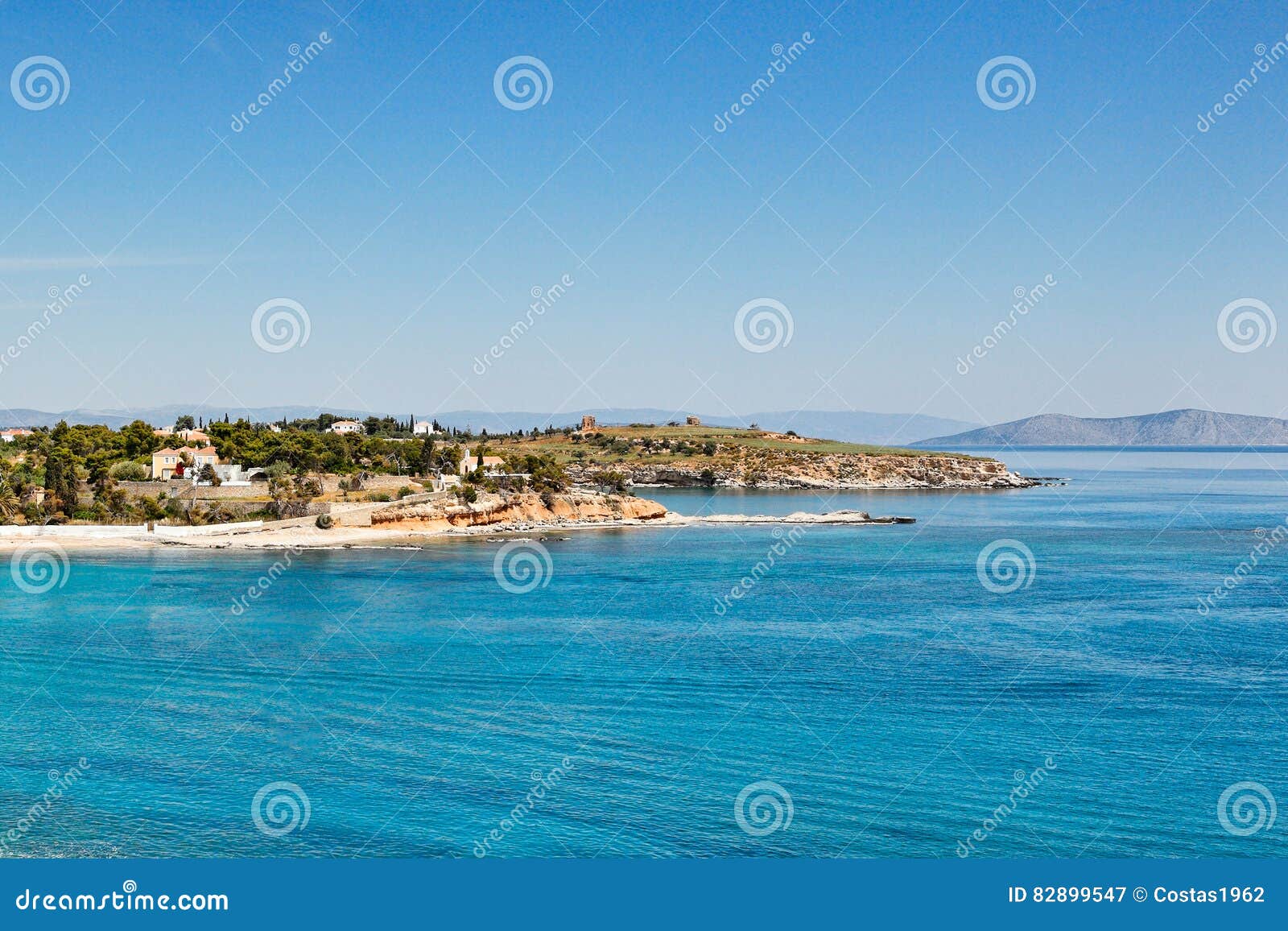Agia Marina Beach in Spetses, Greece Stock Image - Image of pebbles ...