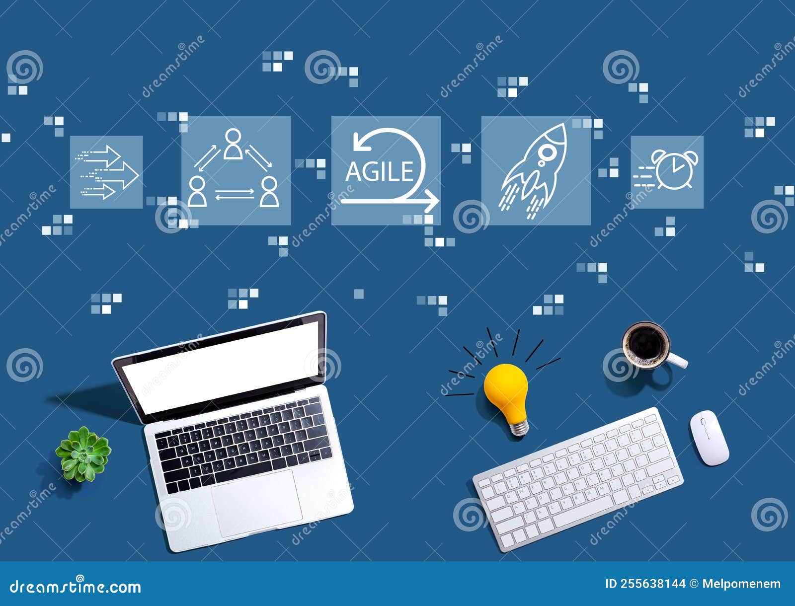 Agile Concept with Computers with a Light Bulb Stock Photo - Image of ...