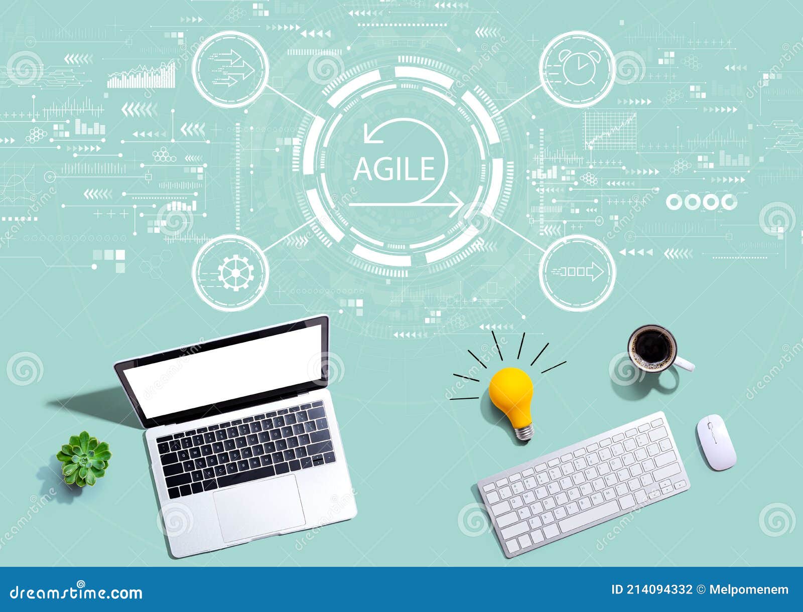 Agile Concept with Computers with a Light Bulb Stock Photo - Image of ...