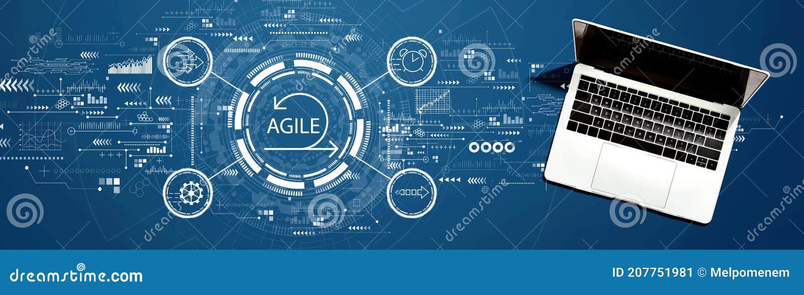 Agile Concept with a Laptop Computer Stock Image - Image of icons ...