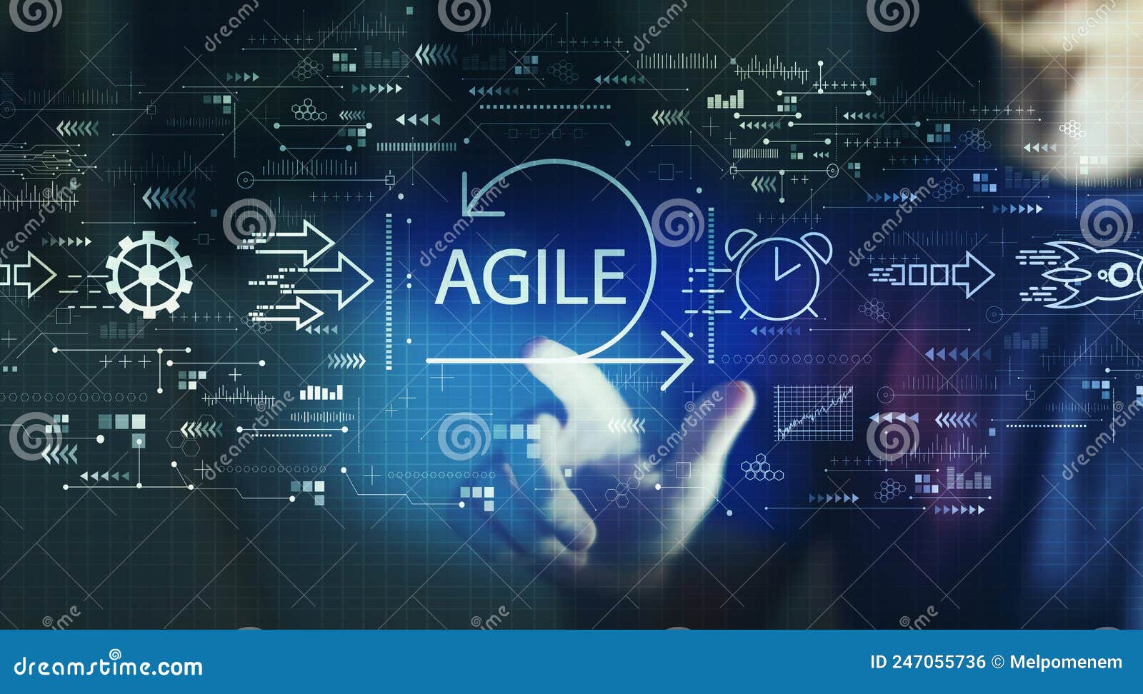 Agile Concept with Young Man in the Night Stock Photo - Image of ...