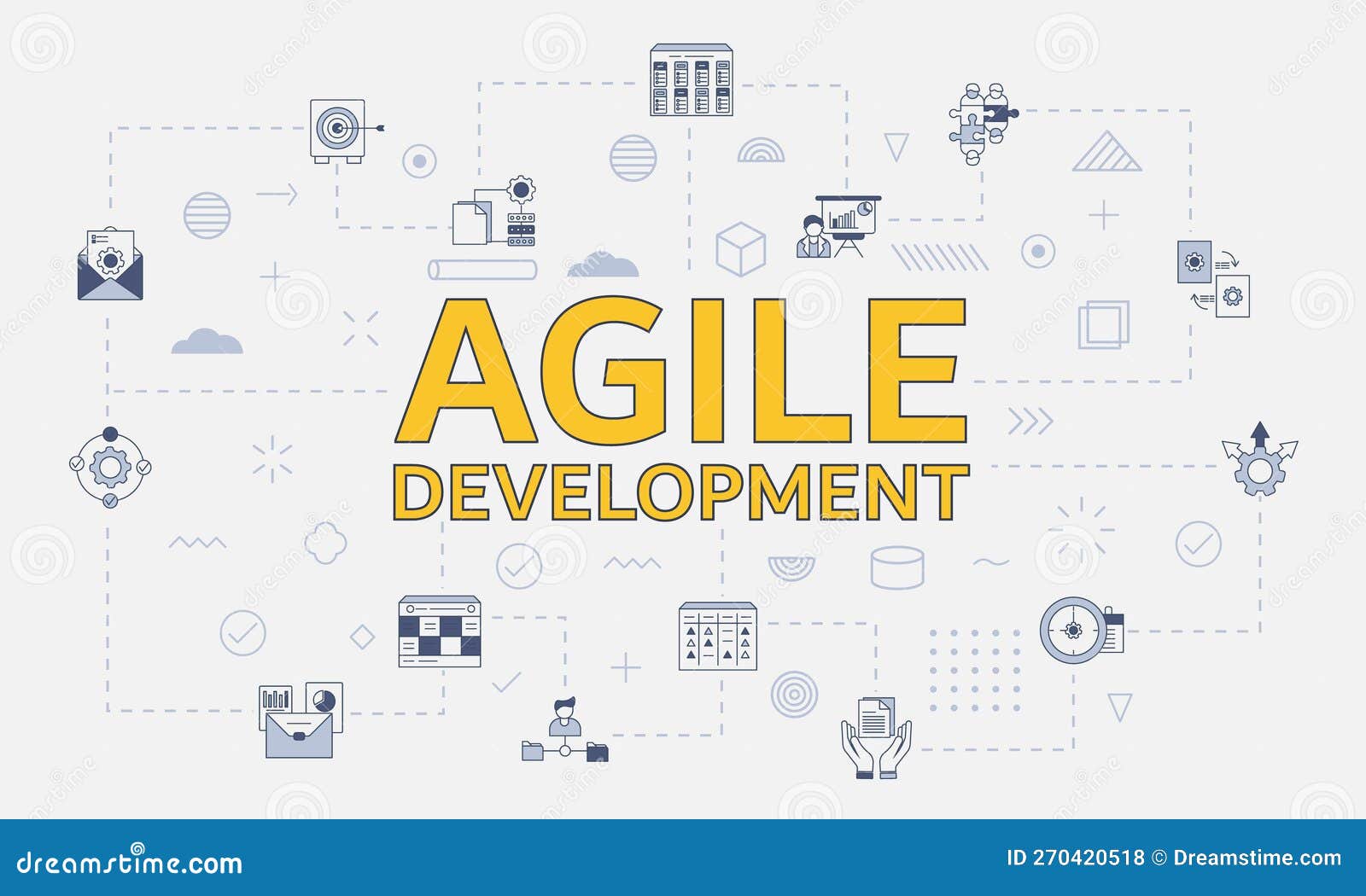 Agile Development Concept with Icon Set with Big Word or Text on Center ...
