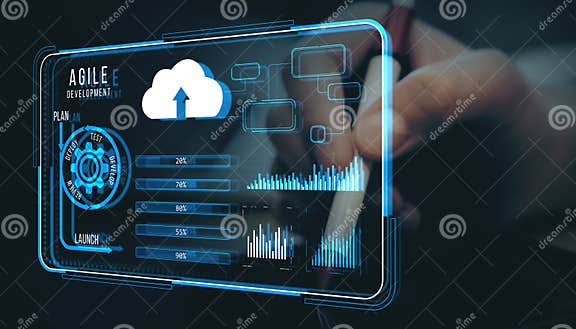 Agile Development Interface with Cloud Technology and Data Charts on Transparent Holographic ...