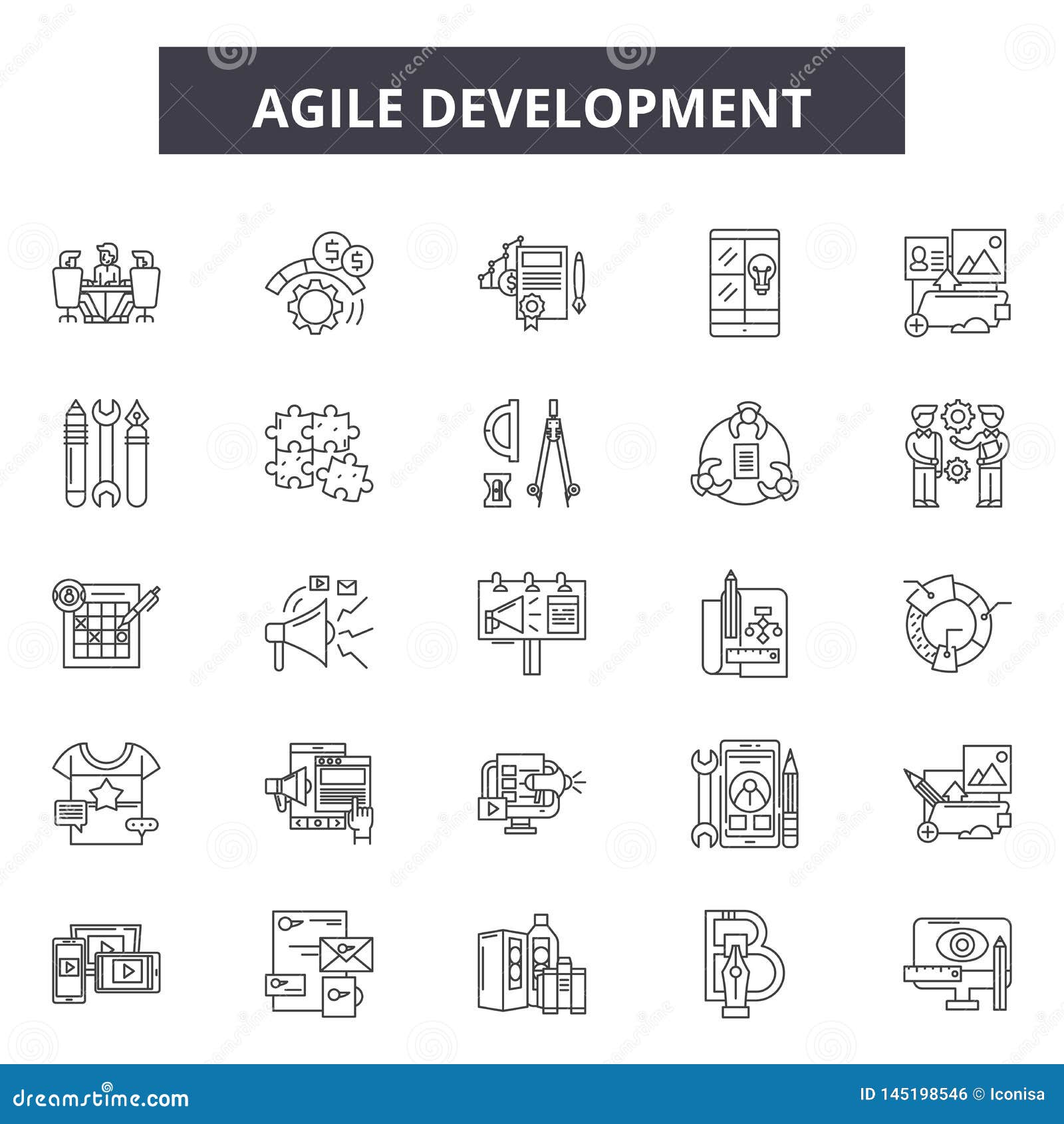 Agile Development Line Icons, Signs, Vector Set, Outline Illustration ... Agile Development Line Icons, Signs, Vector Set, Outline Illustration ...