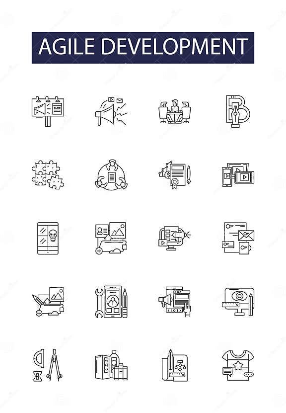 Agile Development Line Vector Icons And Signs Development Scrum