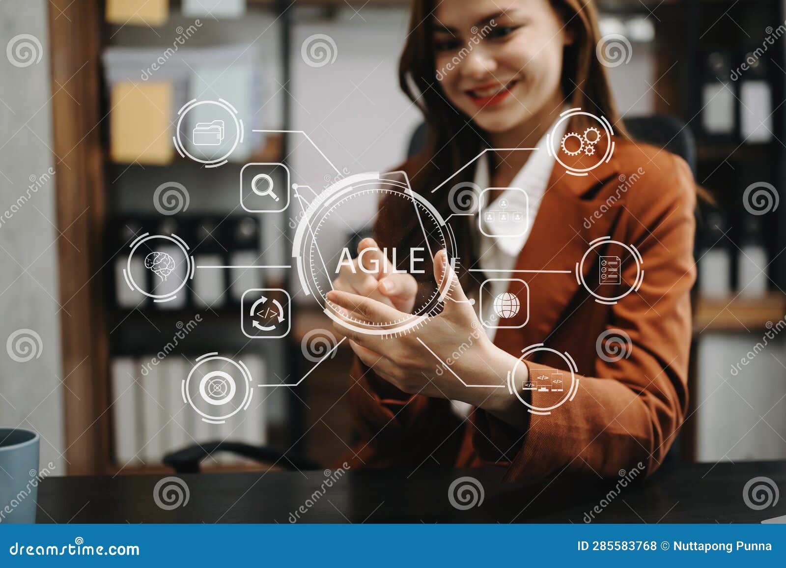 Agile Development Methodology Concept. Business Hand Using Laptop ...