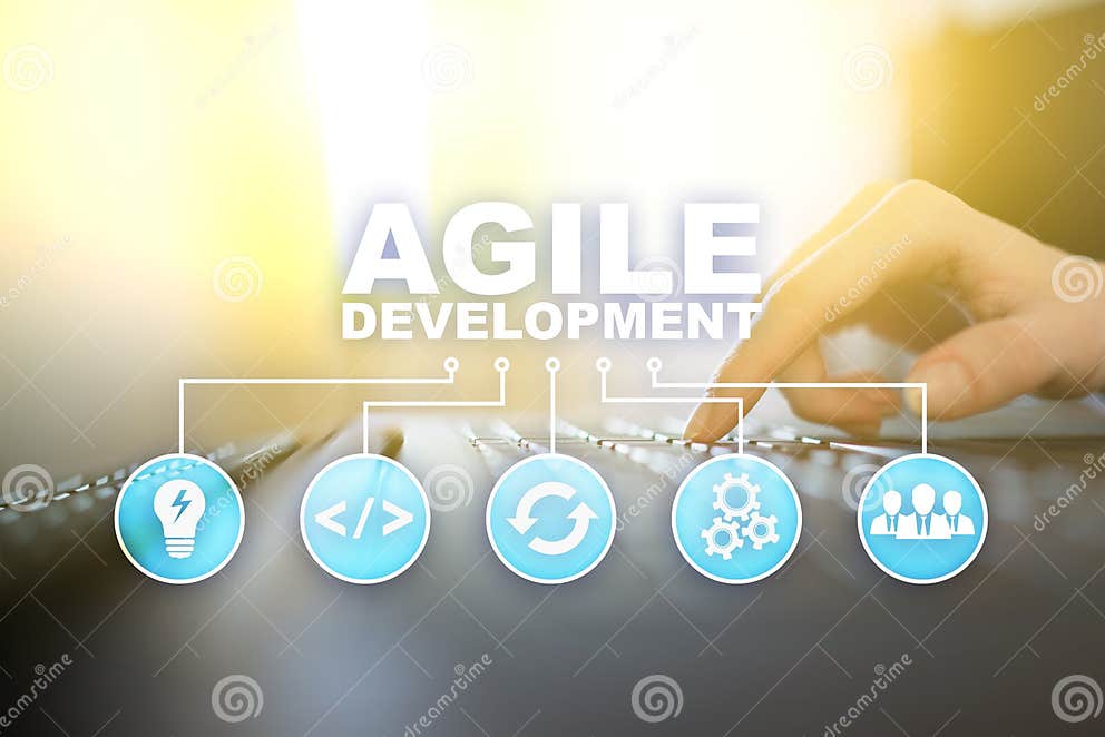 Agile Development, Software and Application Programming Concept on Virtual Screen. Stock Image ...