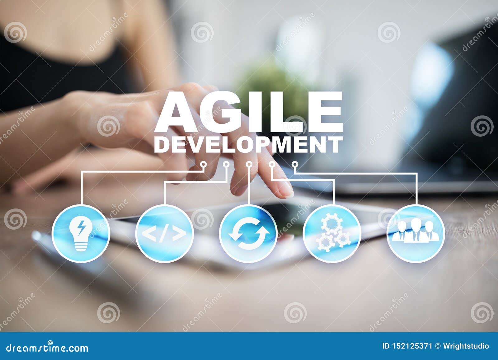 Agile Development, Software and Application Programming Concept on Virtual Screen. Stock Image ...