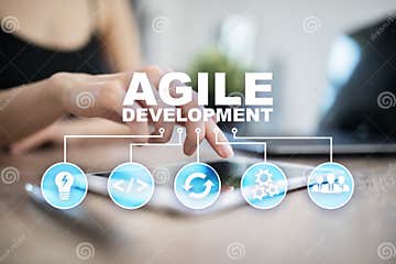 Agile Development, Software and Application Programming Concept on Virtual Screen. Stock Image ...