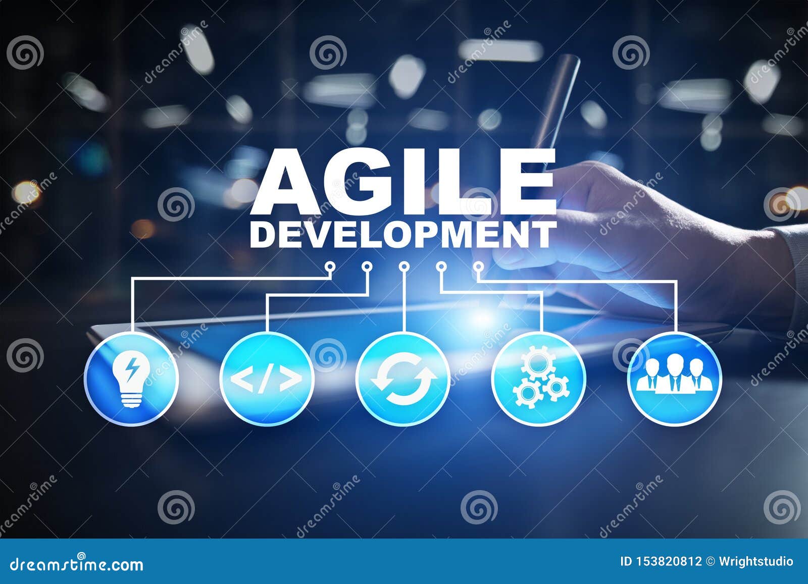 Agile Development, Software and Application Programming Concept on Virtual Screen. Stock ...