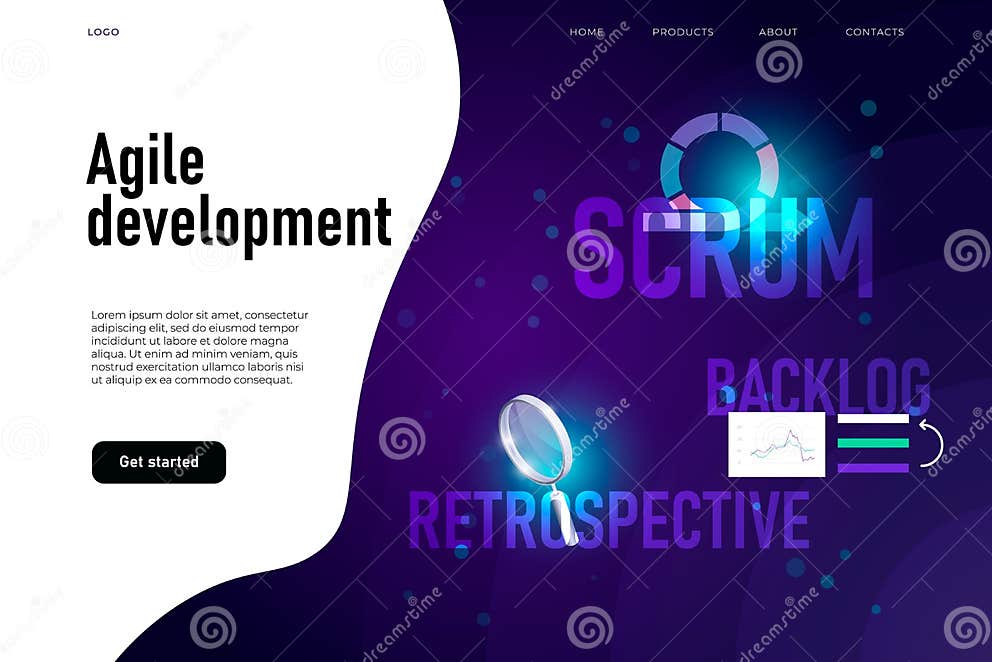 Agile Development Workflow Method. Retrospective, Scrum, Backlog As a ...
