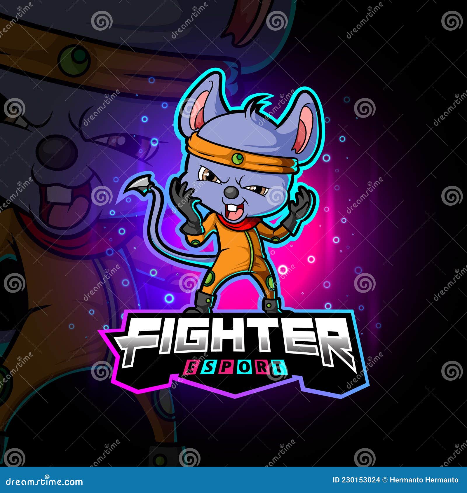 The Agile Fighter Mouse Esport Logo Design Stock Vector - Illustration ...