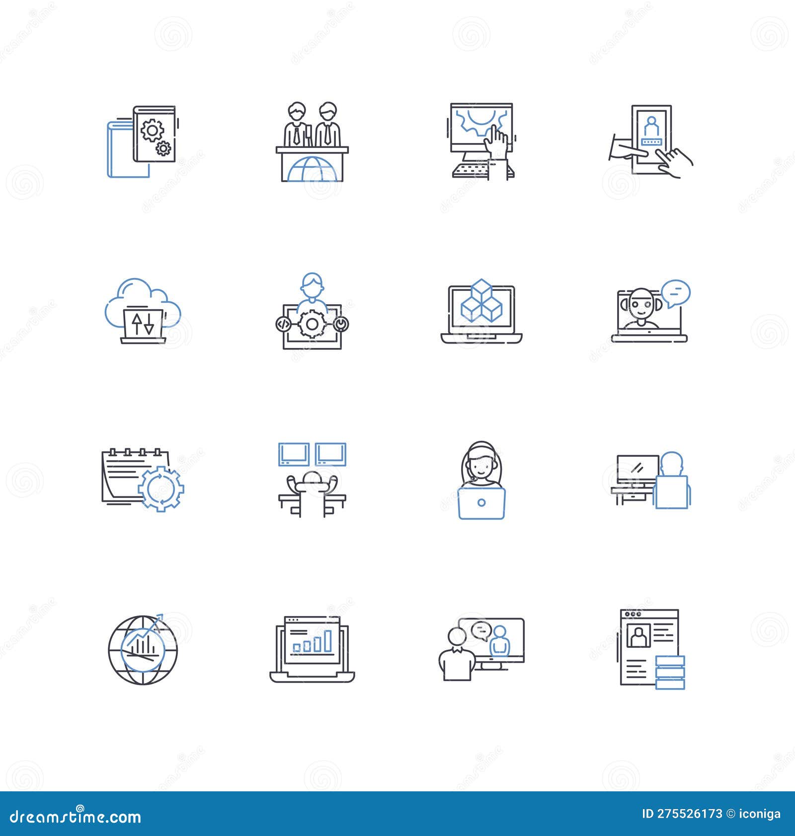 Agile Focused Line Icons Collection Scrum Collaboration Devops