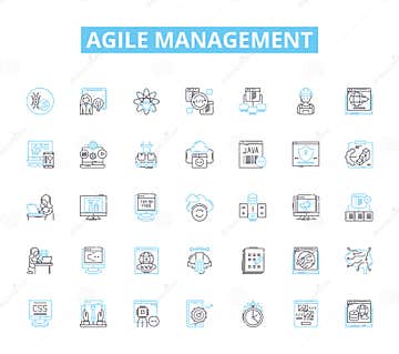 Agile Management Linear Icons Set. Iterative, Collaboration, Flexibility, Scrum, Lean, Kanban ...