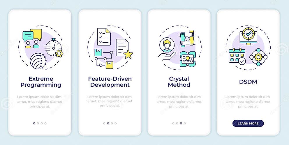 Agile Methodologies Onboarding Mobile App Screen Stock Vector - Illustration of grouping ...