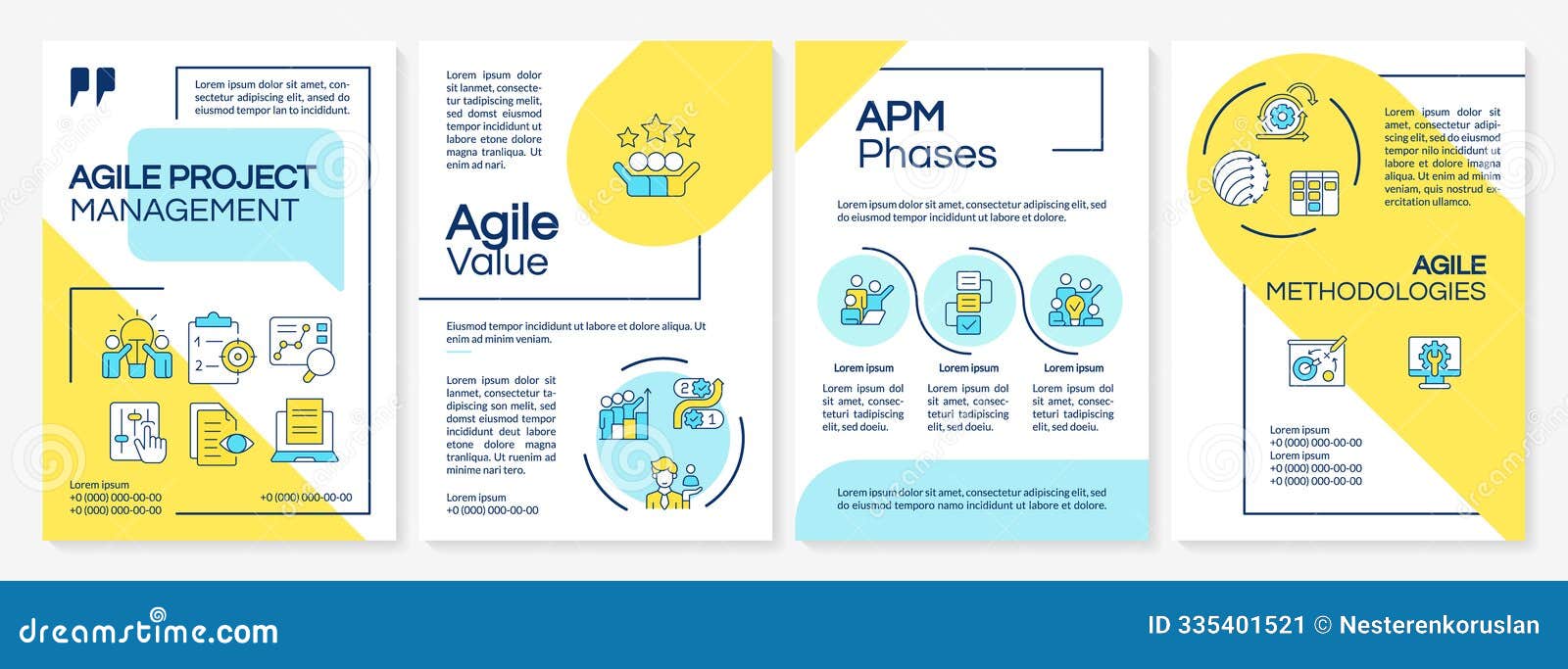 Agile Methodology Blue and Yellow Brochure Template Stock Vector ...
