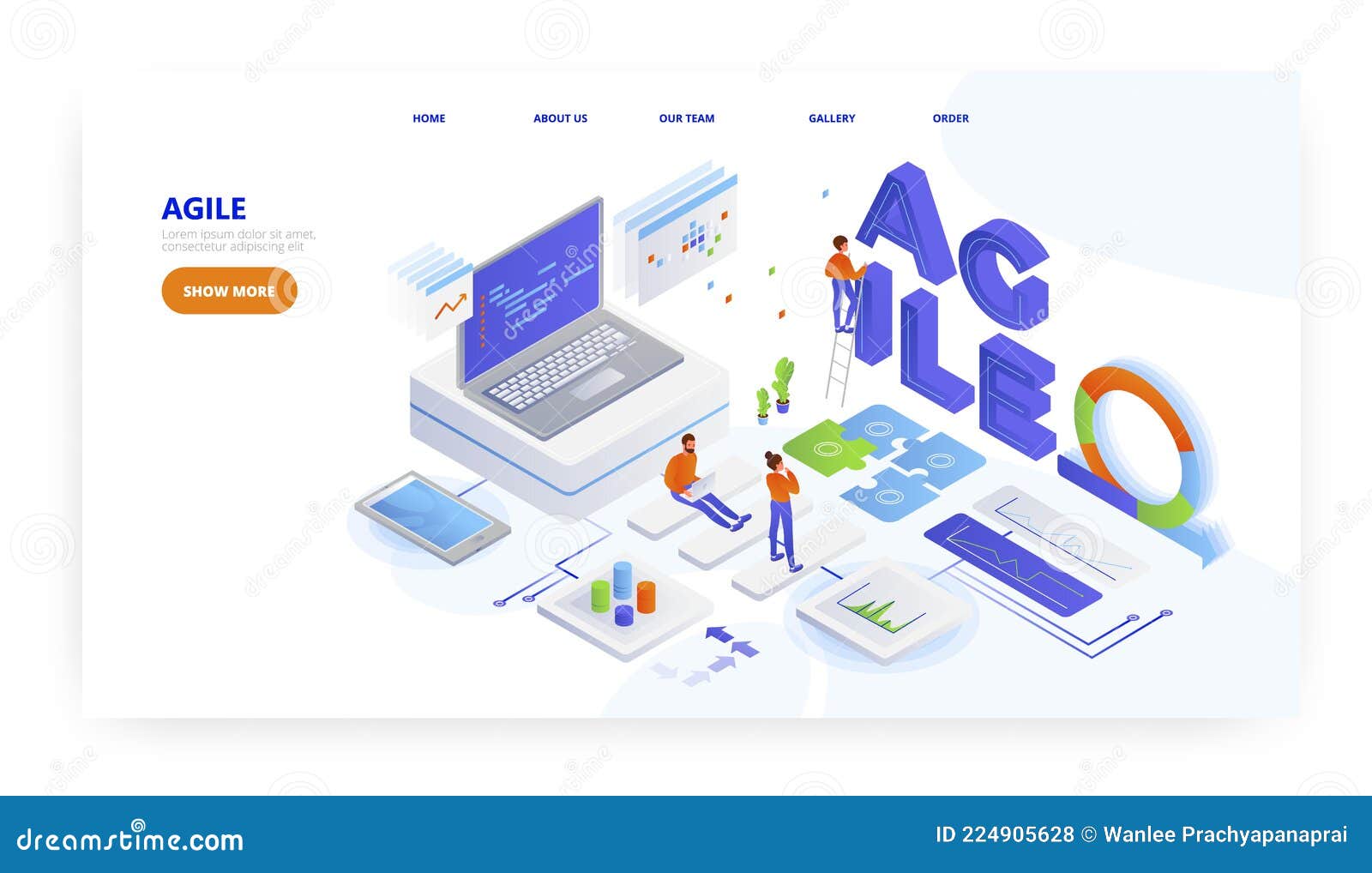 Agile Software Development, Landing Page Design, Website Banner Vector ...