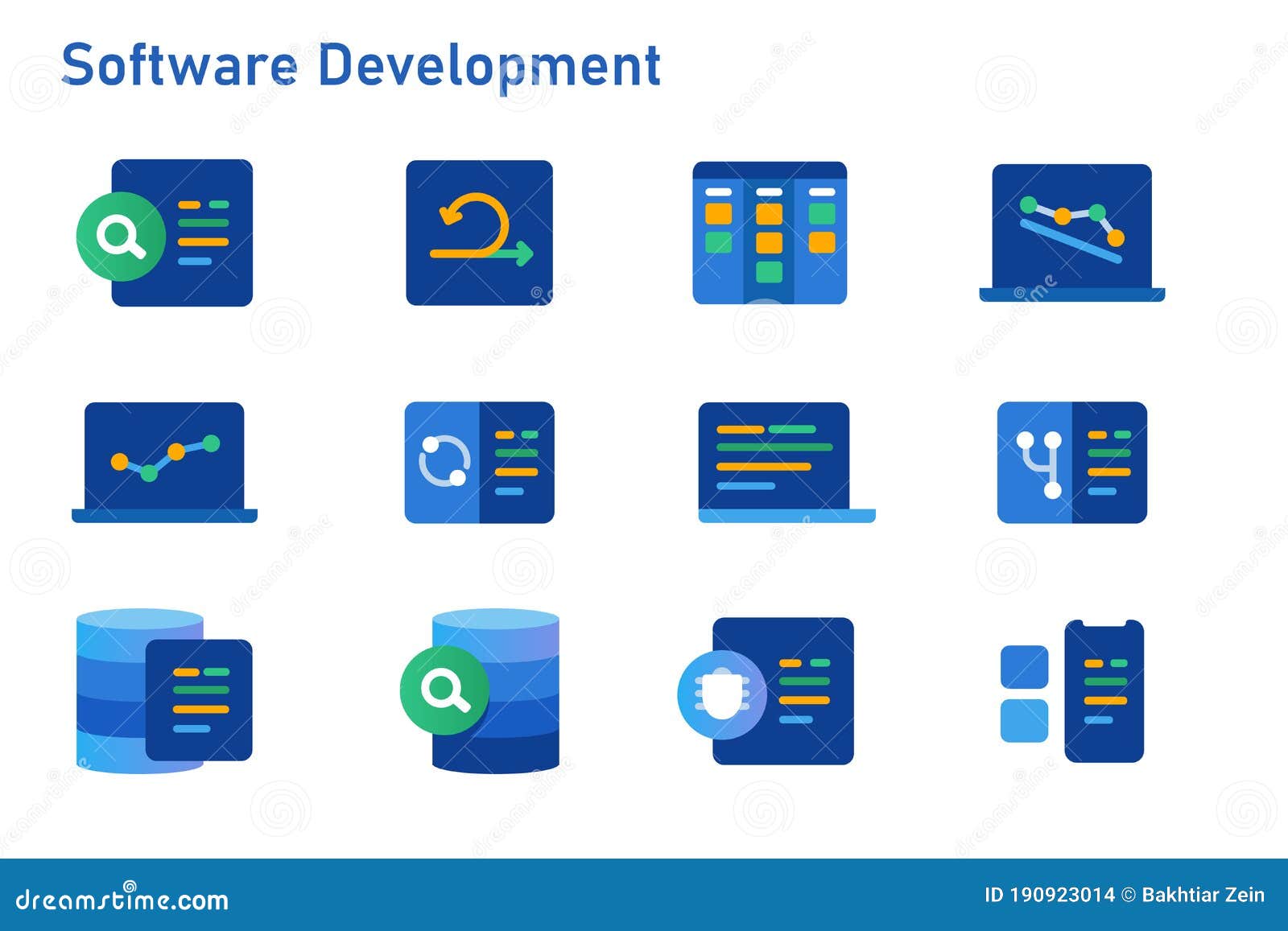 Agile Methodology Software Development Icon Set Collection of Code ...