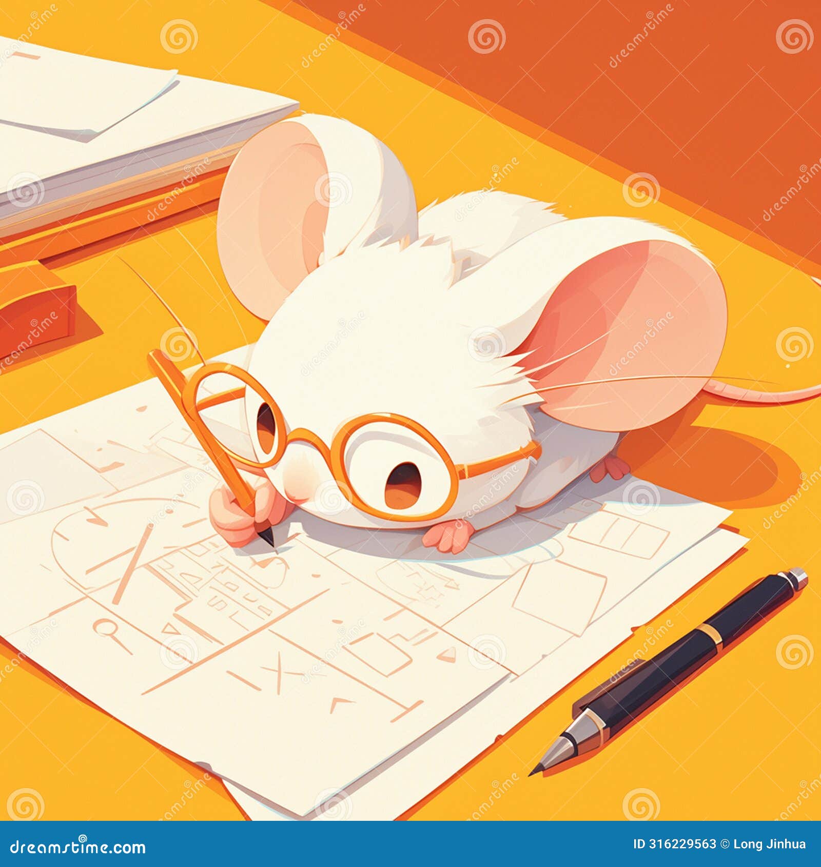 An Agile Mouse Writer Cartoon Style Stock Vector - Illustration of ...