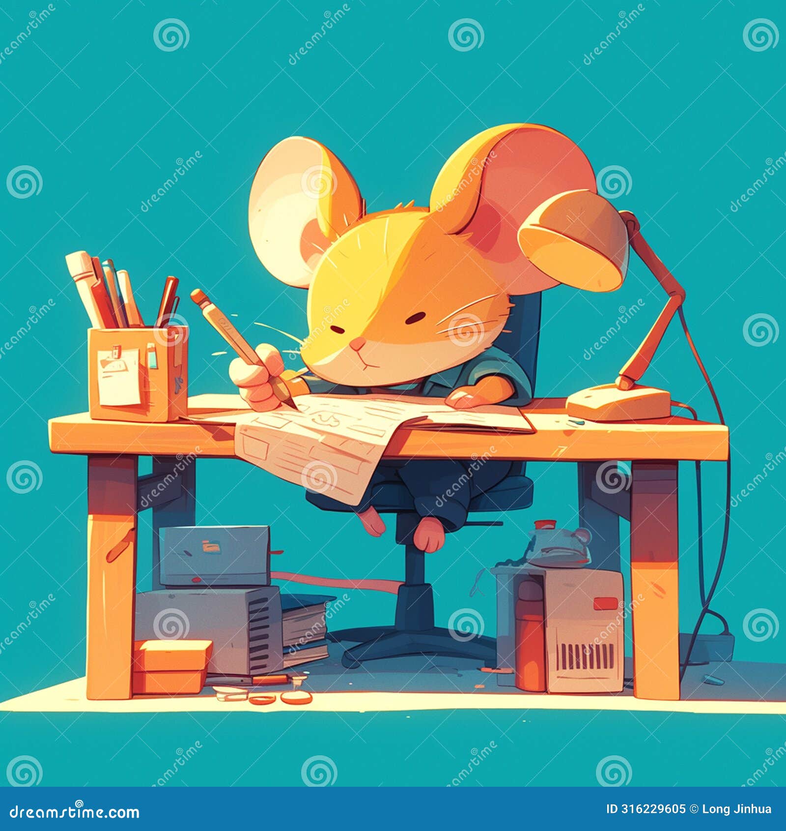 An Agile Mouse Writer Cartoon Style Stock Vector - Illustration of ...