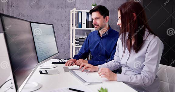 Agile Pair Programming and Extreme Coding Stock Image - Image of screen ...
