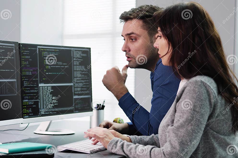 Agile Pair Programming And Extreme Coding Business Software Stock Image Image Of Coder 