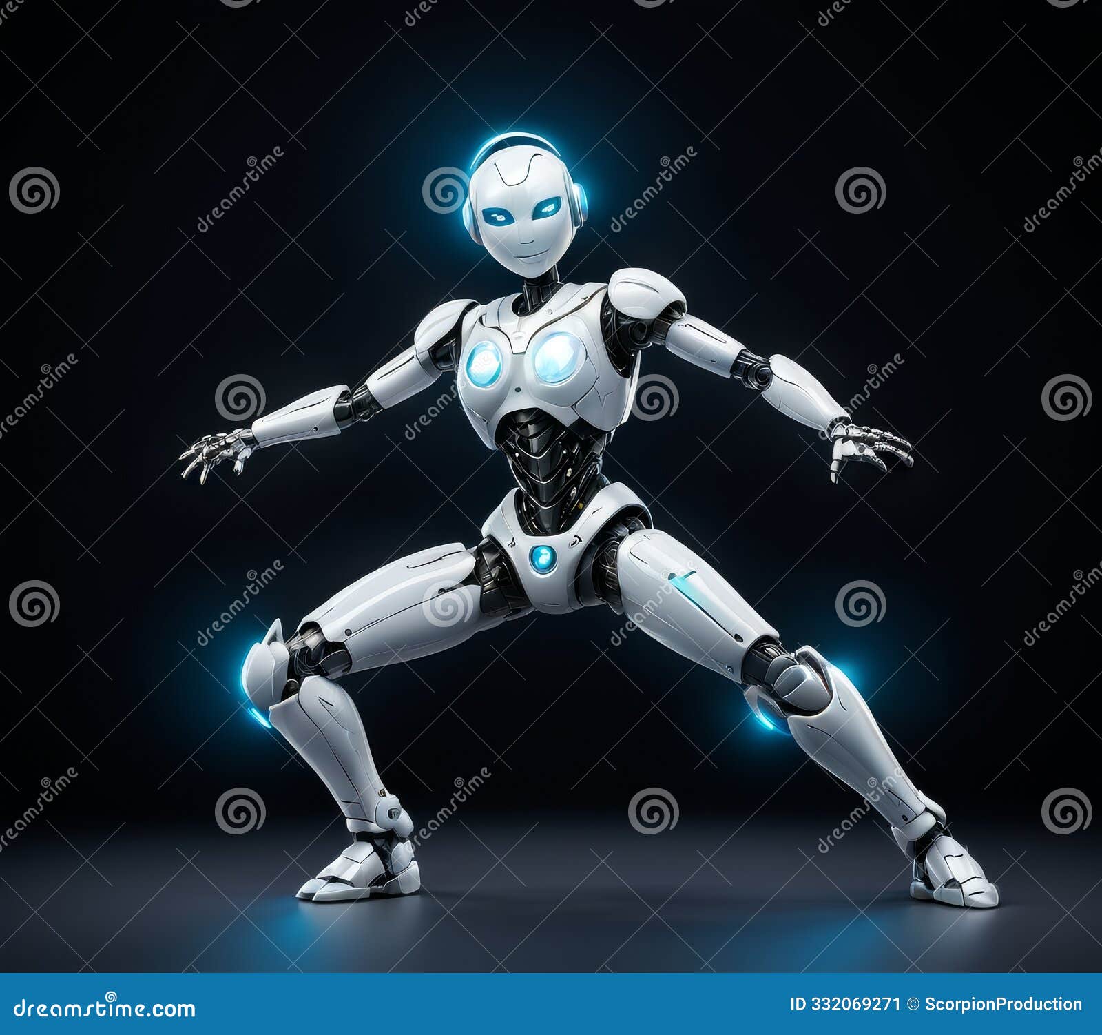 Agile Robot in Dynamic Action Pose Stock Image - Image of cyber ...