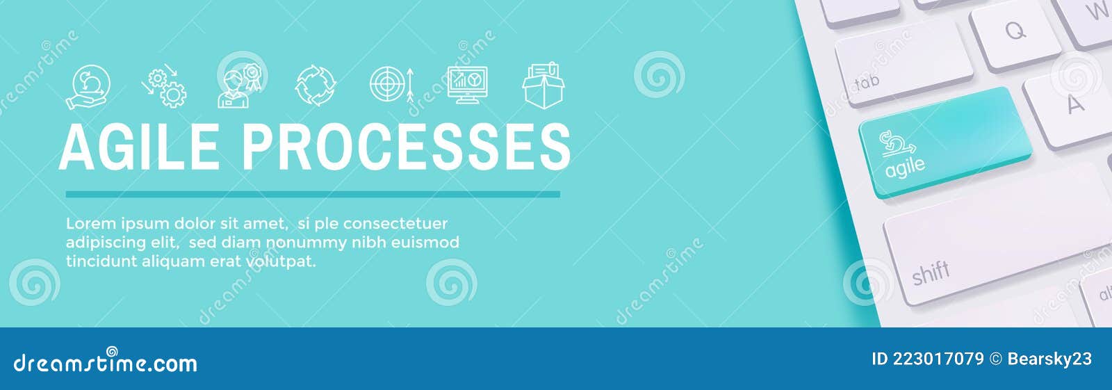 Agile Scrum Process and Development Icon Set Web Header Banner Stock ...