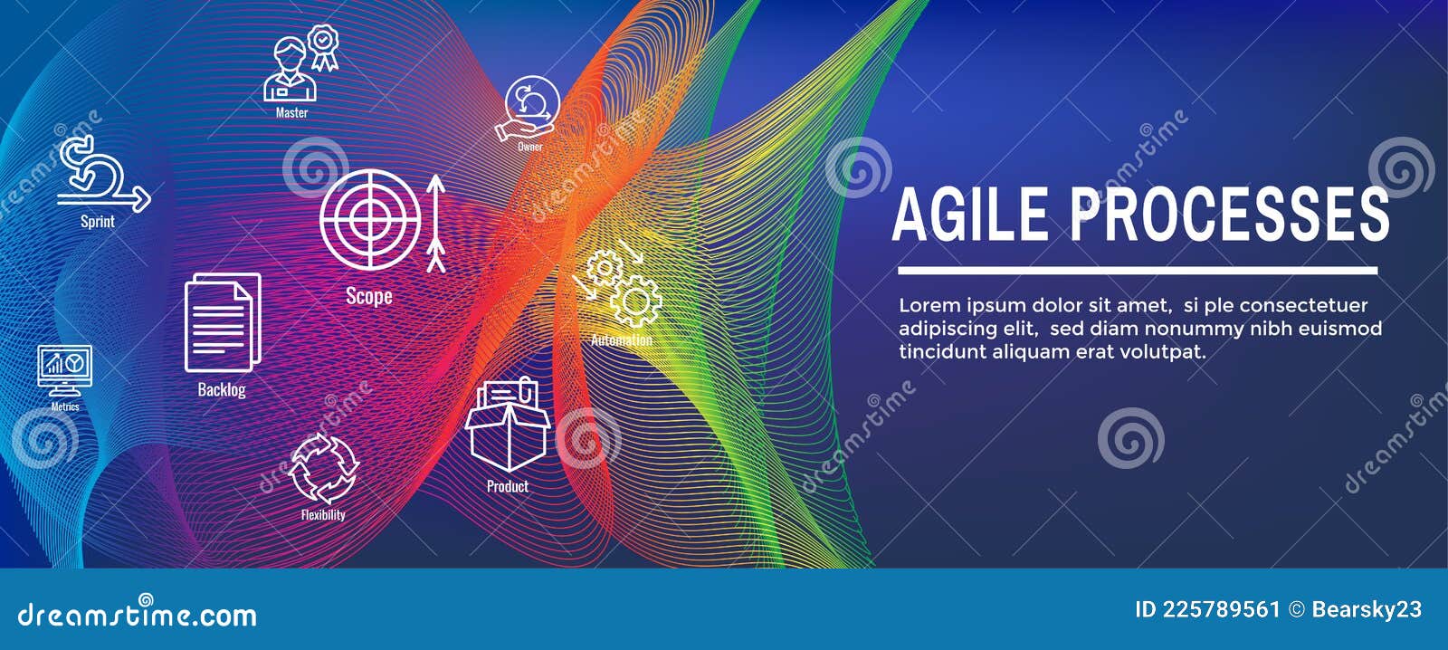 Agile Scrum Process and Development Icon Set Web Header Banner Stock ...