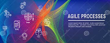 Agile Scrum Process and Development Icon Set Web Header Banner Stock ...