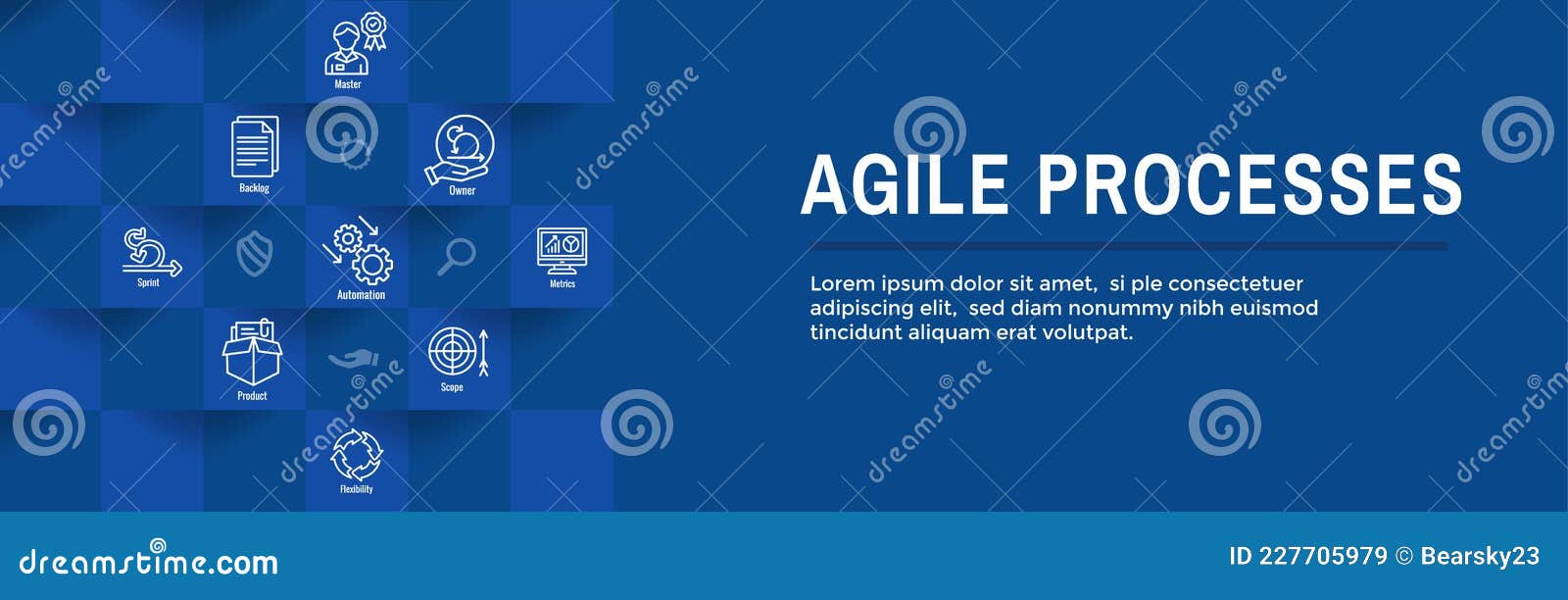 Agile Scrum Process and Development Icon Set Web Header Banner Stock ...