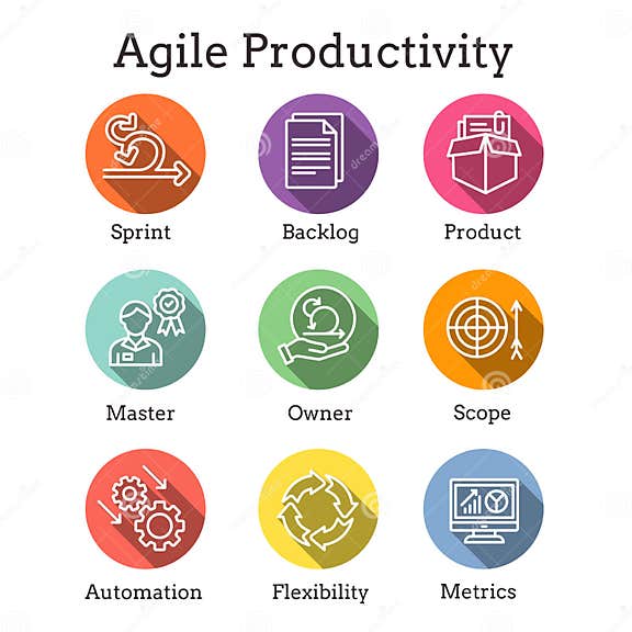 Agile Scrum Process, Development W Icon Set Stock Vector - Illustration ... Agile Scrum Process, Development W Icon Set Stock Vector - Illustration ...