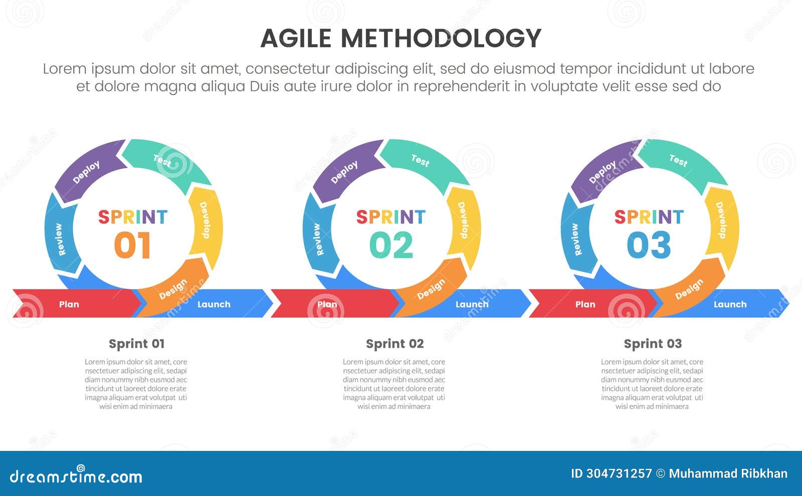 Agile Sdlc Methodology Infographic 7 Point Stage Template With Cycle